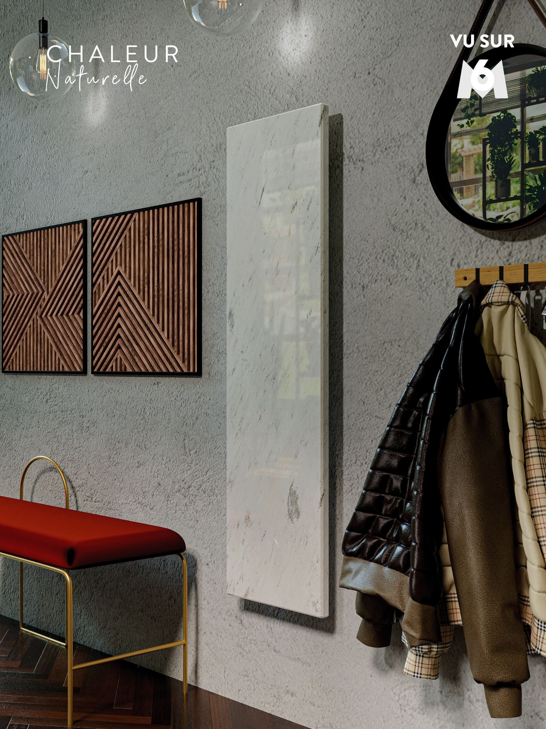 Radiateur électrique design en Marbre White Grey | 750W - 130x36cm ...