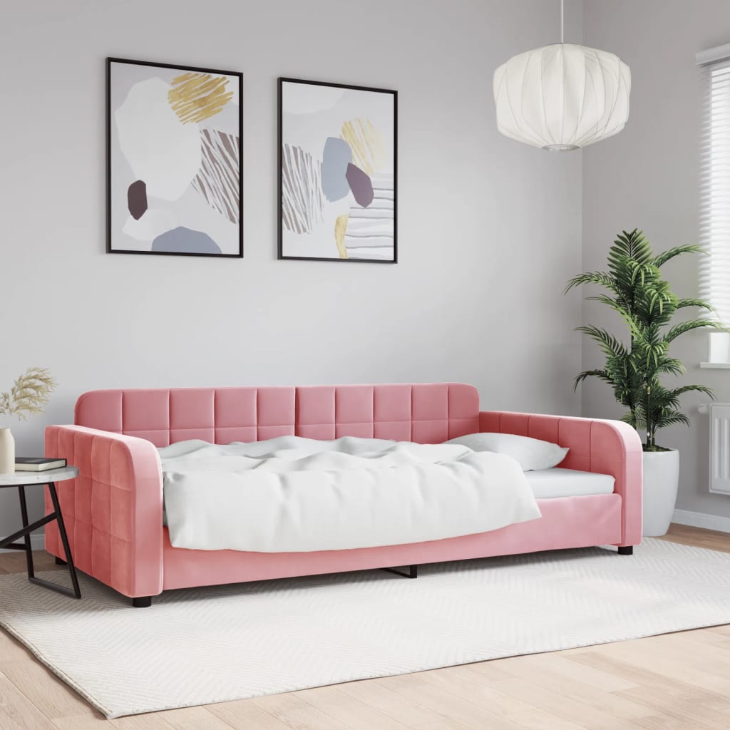 Canapé convertible en velours rose 100x200 cm - COMFORTXL | Leroy Merlin