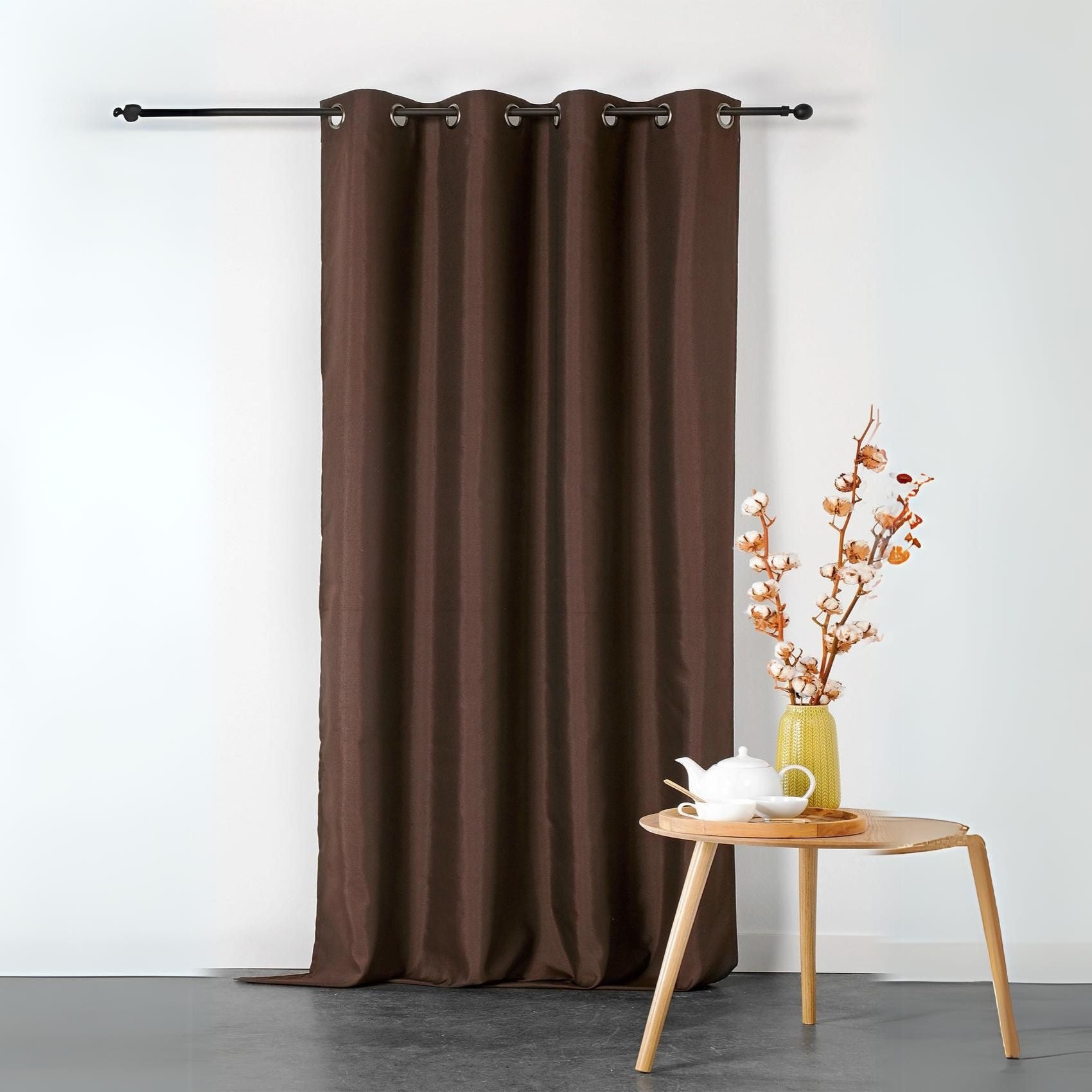 Rideau double natte non feu M1 - Marron Clair - 135x240 cm - Polyester ...