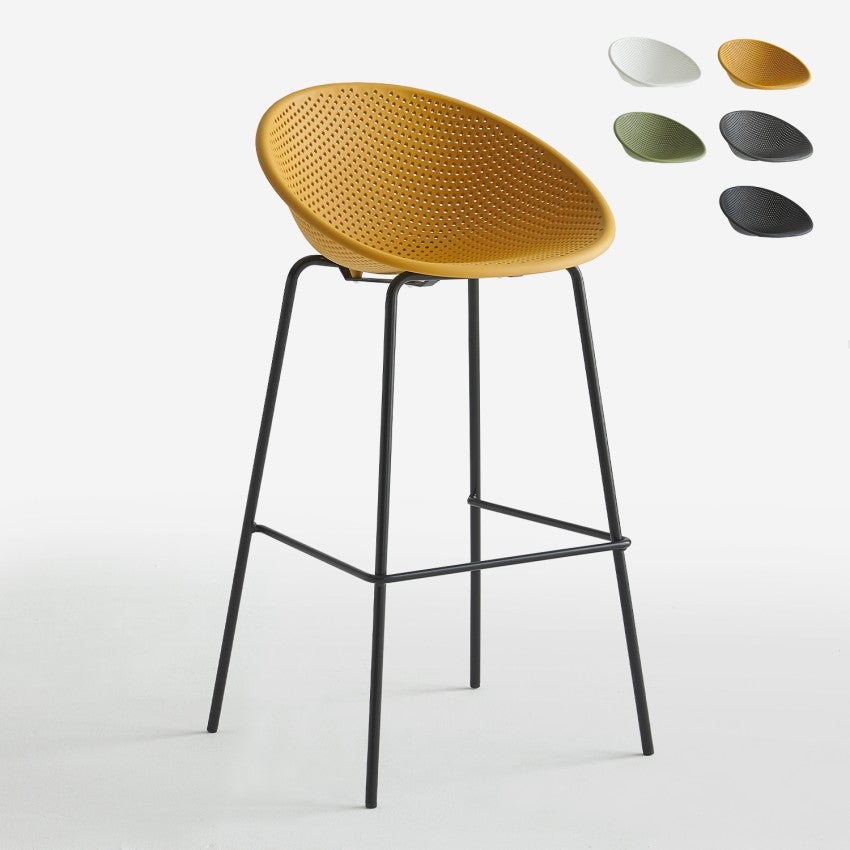 Sgabello alto design moderno per cucina bar ristorante h73cm Flaund - Giallo | Leroy Merlin