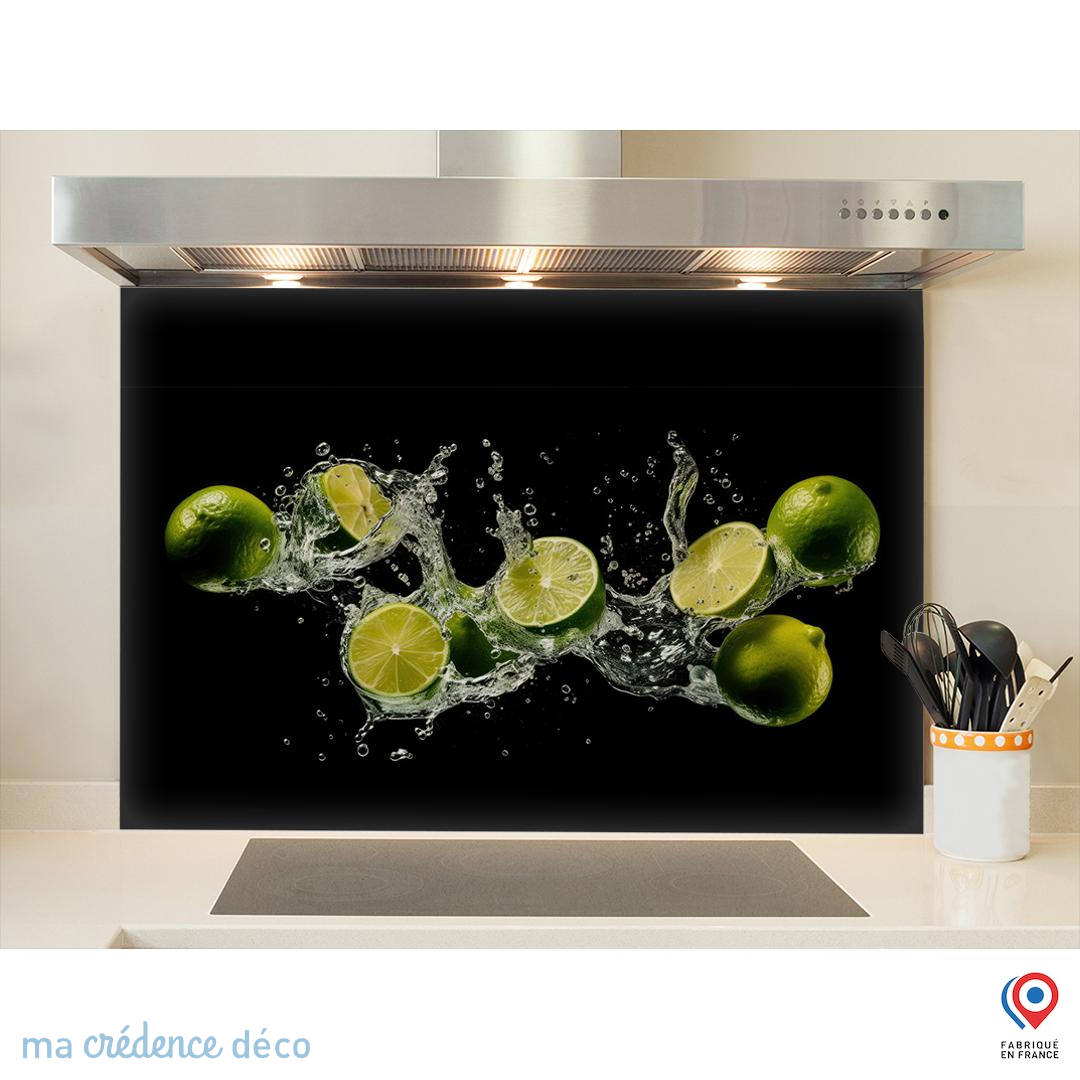 Crédence cuisine fond de hotte Bain de citrons verts - Verre trempé - L ...