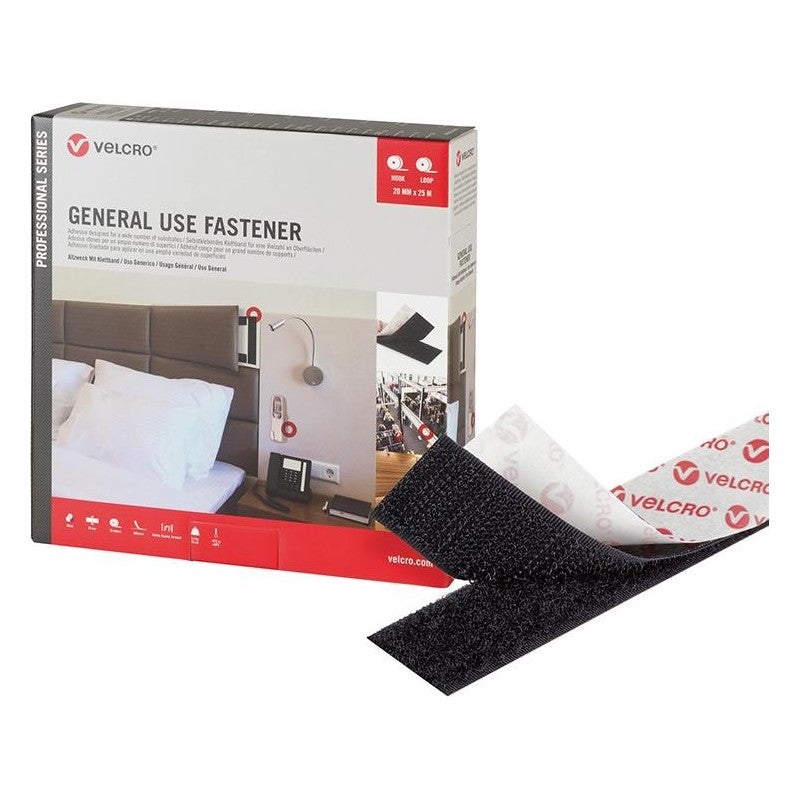 Cinta Cierre Gancho Y Bucle Adhesiva Velcro 20 Mm X 5 M Negro | Leroy ...