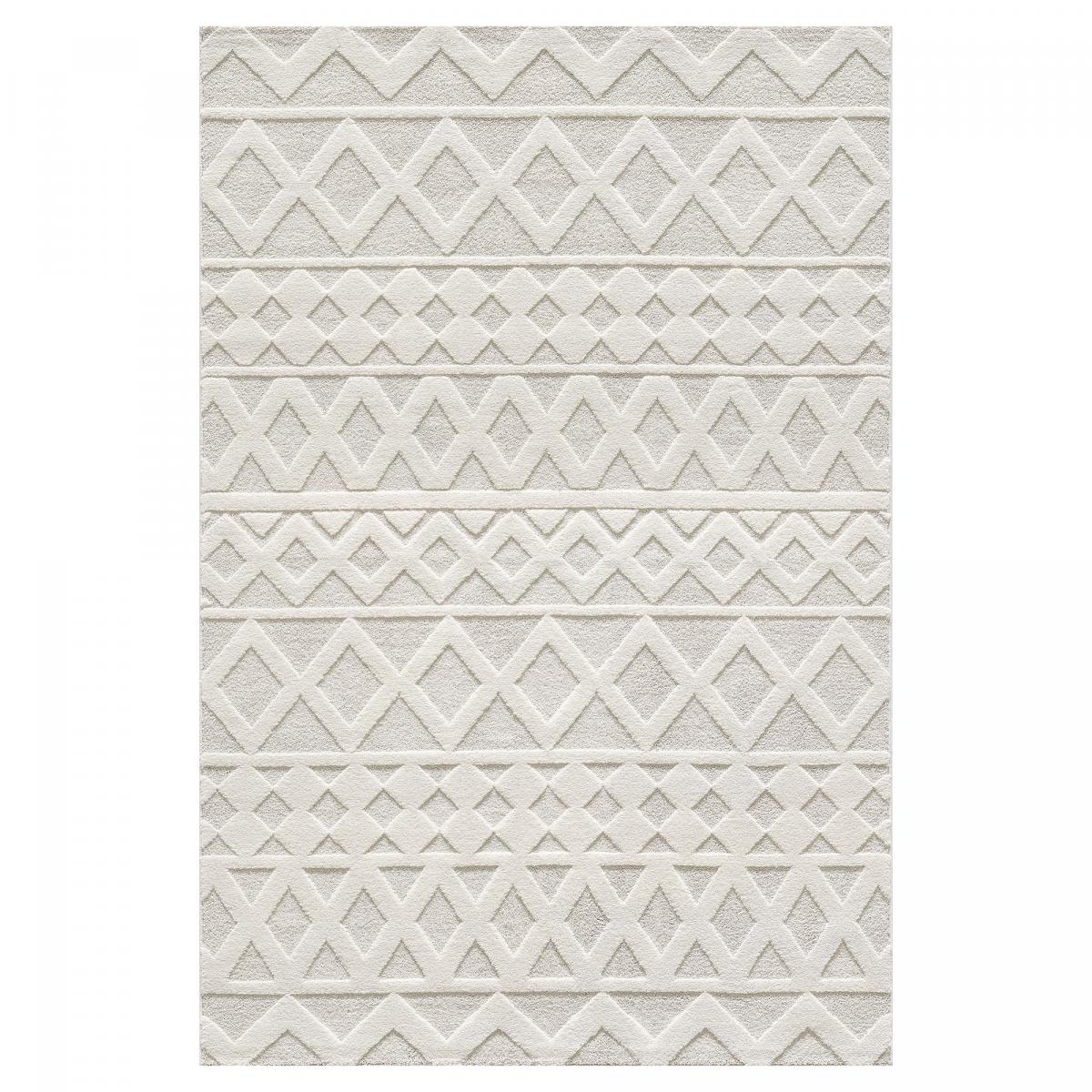 Tapis bureau 140x200 tissé crème rectangle motif simple CERLOS | Leroy ...