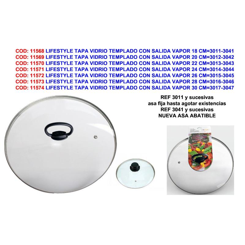 Couvercle en verre trempé avec sortie vapeur 30 cm modèle 3017-3047 ...
