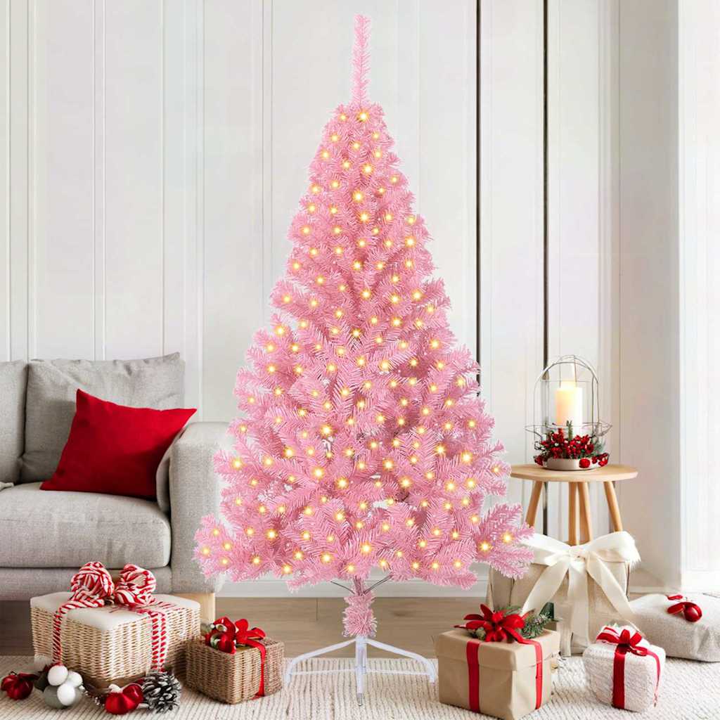 Sapin de Noël artificiel pré-éclairé Rose 180 cm PVC | Leroy Merlin