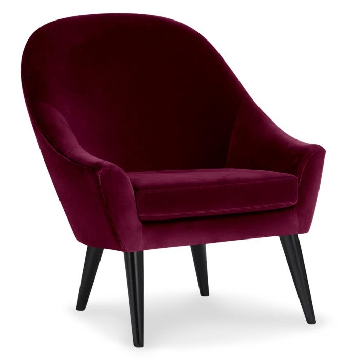 Fauteuil Scandinave Velours "Ulla" 88cm Bordeaux | Leroy Merlin