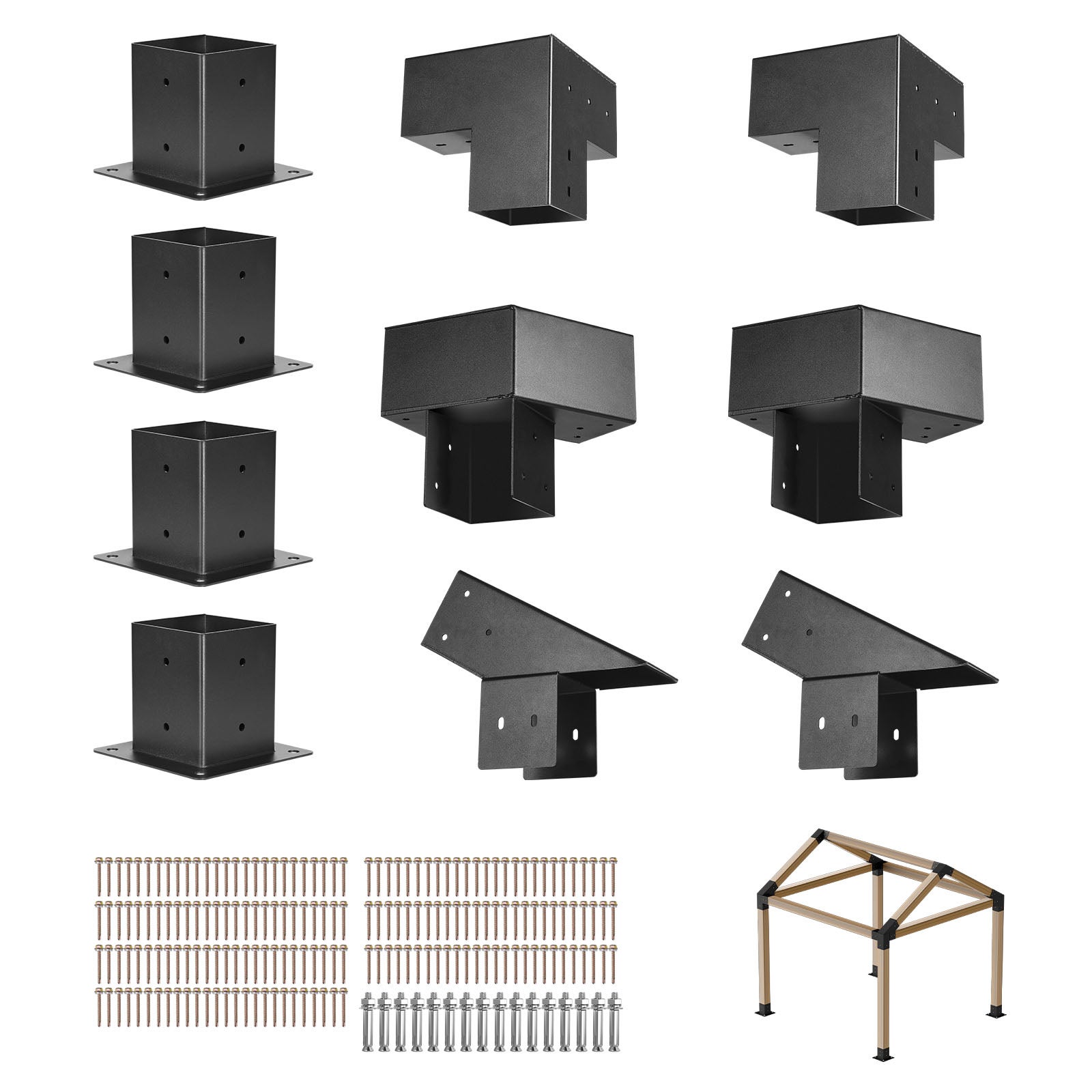 Kit Pergola 14 Pièces,VEVOR Connecteurs Toit Pointu 3/4 Voies + Bases ...