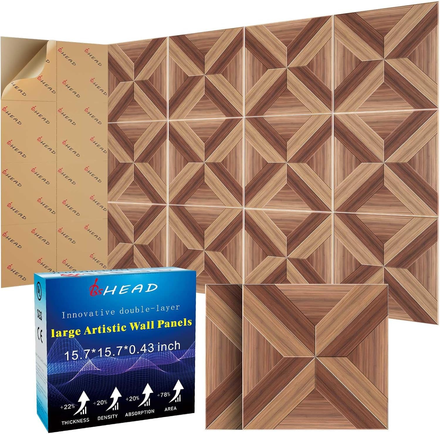 Paneles acústicos para pared de 12 unidades, 15,7 x 15,7 x 0,4 pulgadas ...