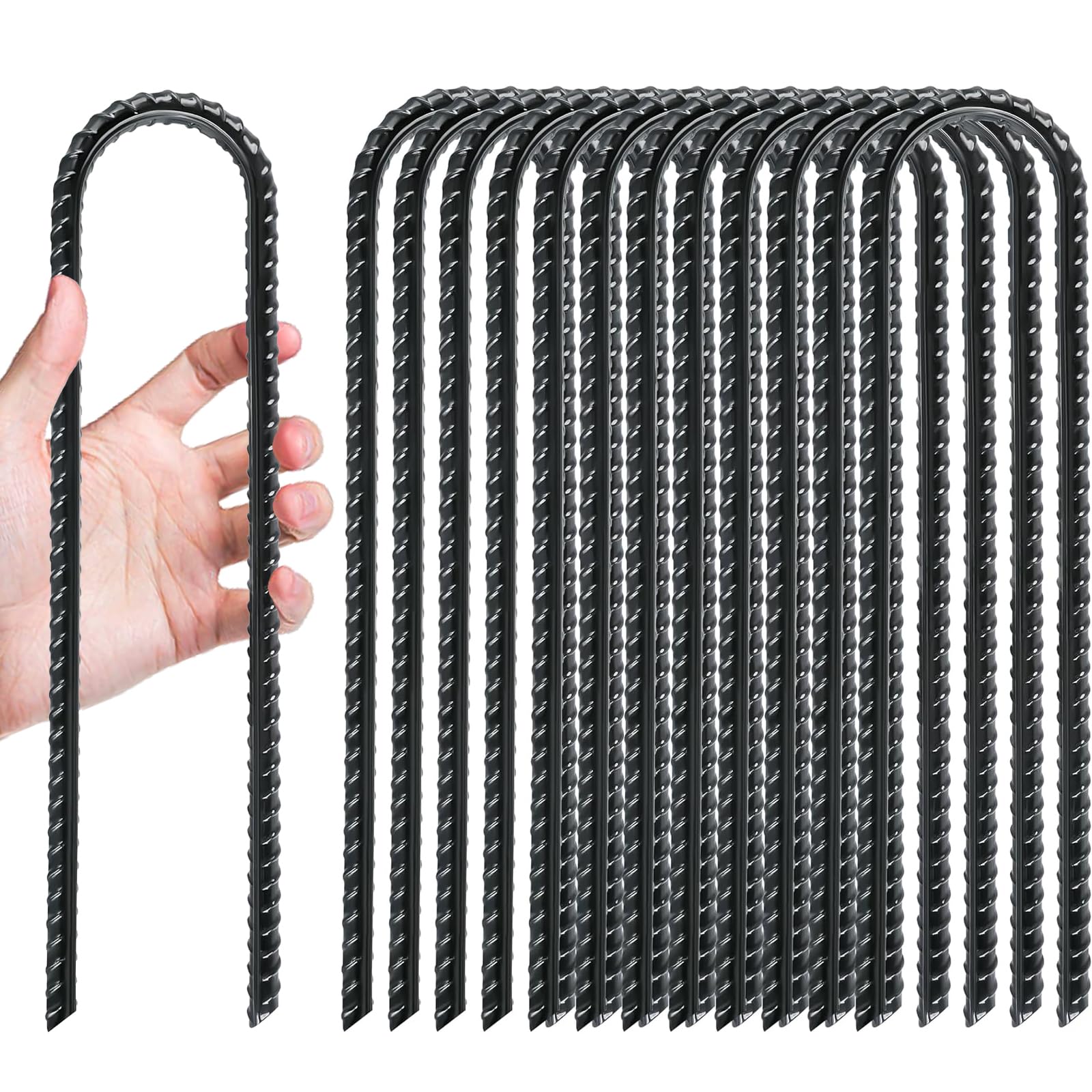Lot de 12 piquets d'armature pour jardin au sol, 30 cm, crochets en U ...