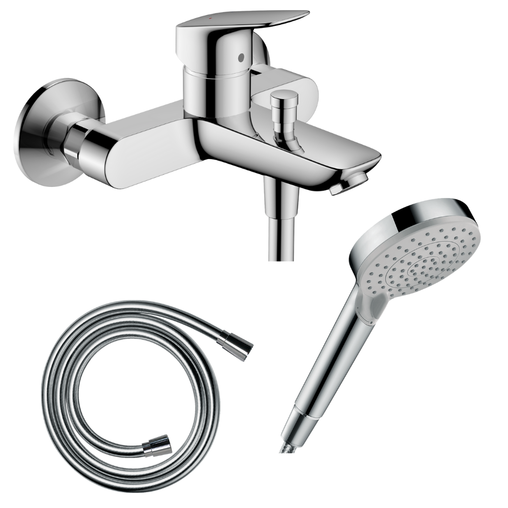 Pack mitigeur bain douche mécanique HANSGROHE Logis + Flexible Isiflex ...