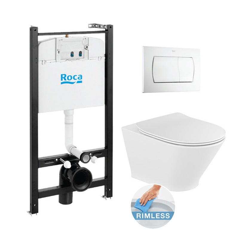 Roca Pack WC ROCA con bastidor ROCA ACTIVE + Inodoro Roca GAP ROUND sin ...