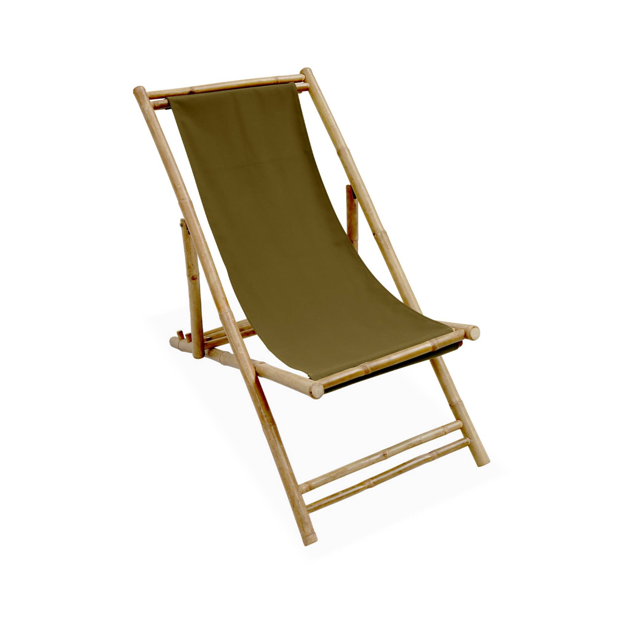 Chilienne en bambou. toile kaki polyester et coton. DAVAO L110 x P60 x ...