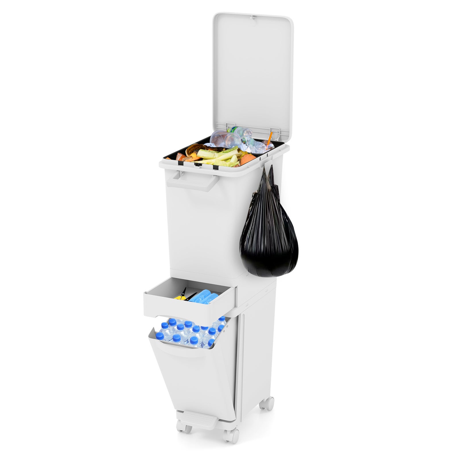 Poubelle à Pédale en Plastique, Bac à Ordures de Cuisine avec Bac ...