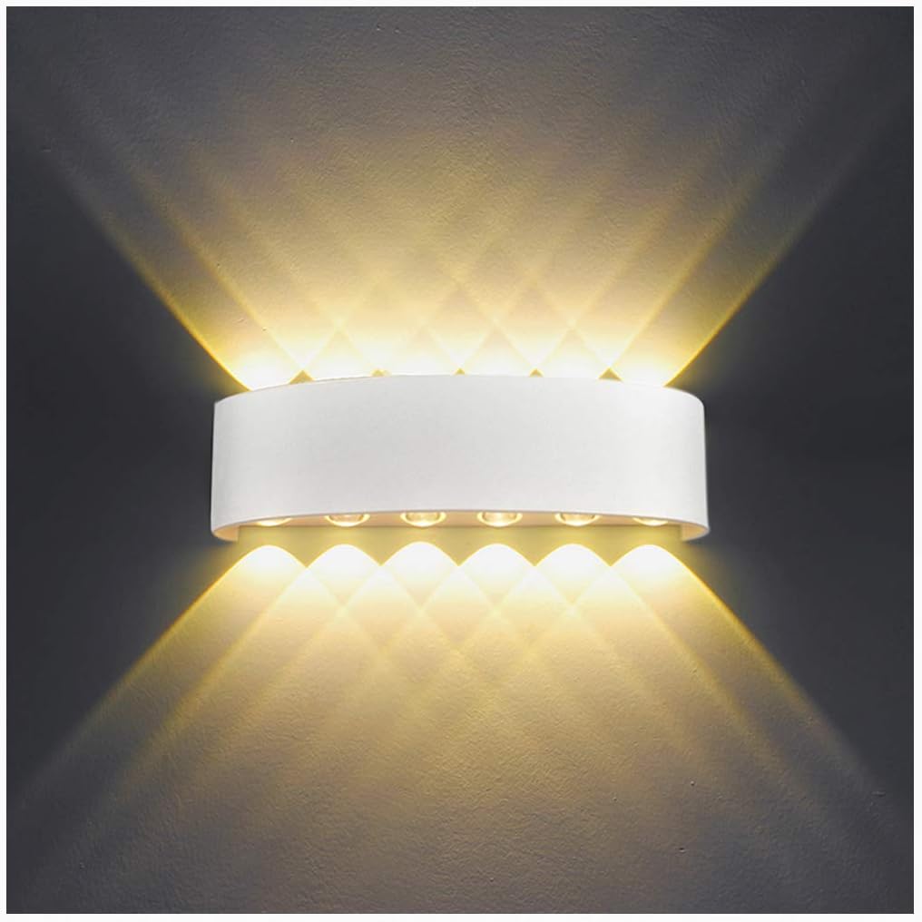 Applique Murale Interieur LED 12W Blanc Lampe Murale Moderne, IP65 ...