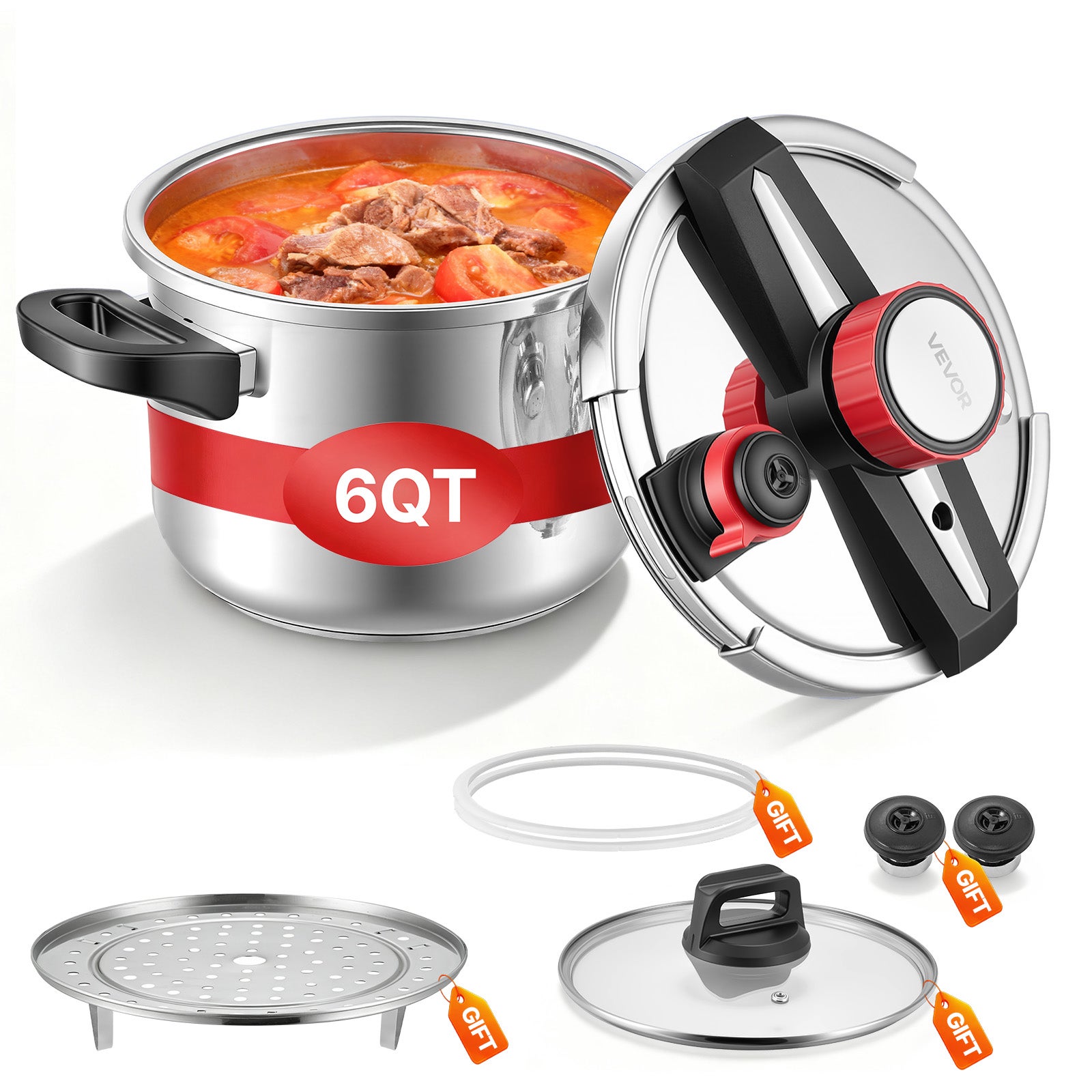 Autocuiseur VEVOR 6 L, Casserole Pression en Acier Inox avec Panier ...