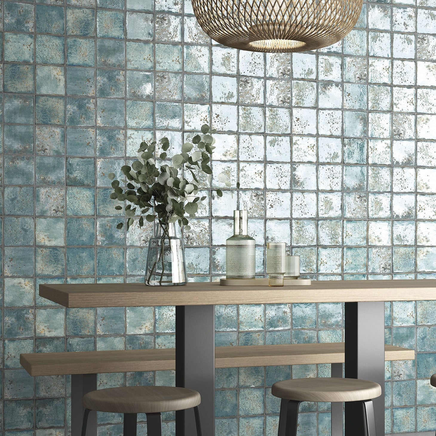 Azulejo Premium Porcelánico Era Teal 12x12 cm Brillo – Diseño Rústico ...