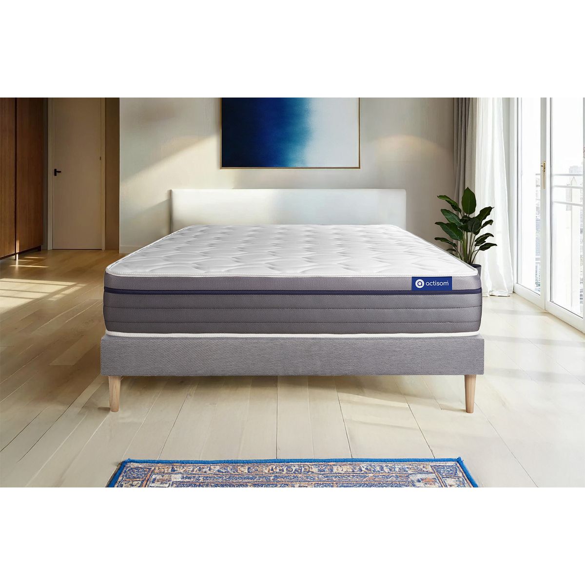 Ensemble matelas 160 x 200 cm Actilatex zen - Latex et mémoire de forme - Ep : 26 cm - Equilibré ...