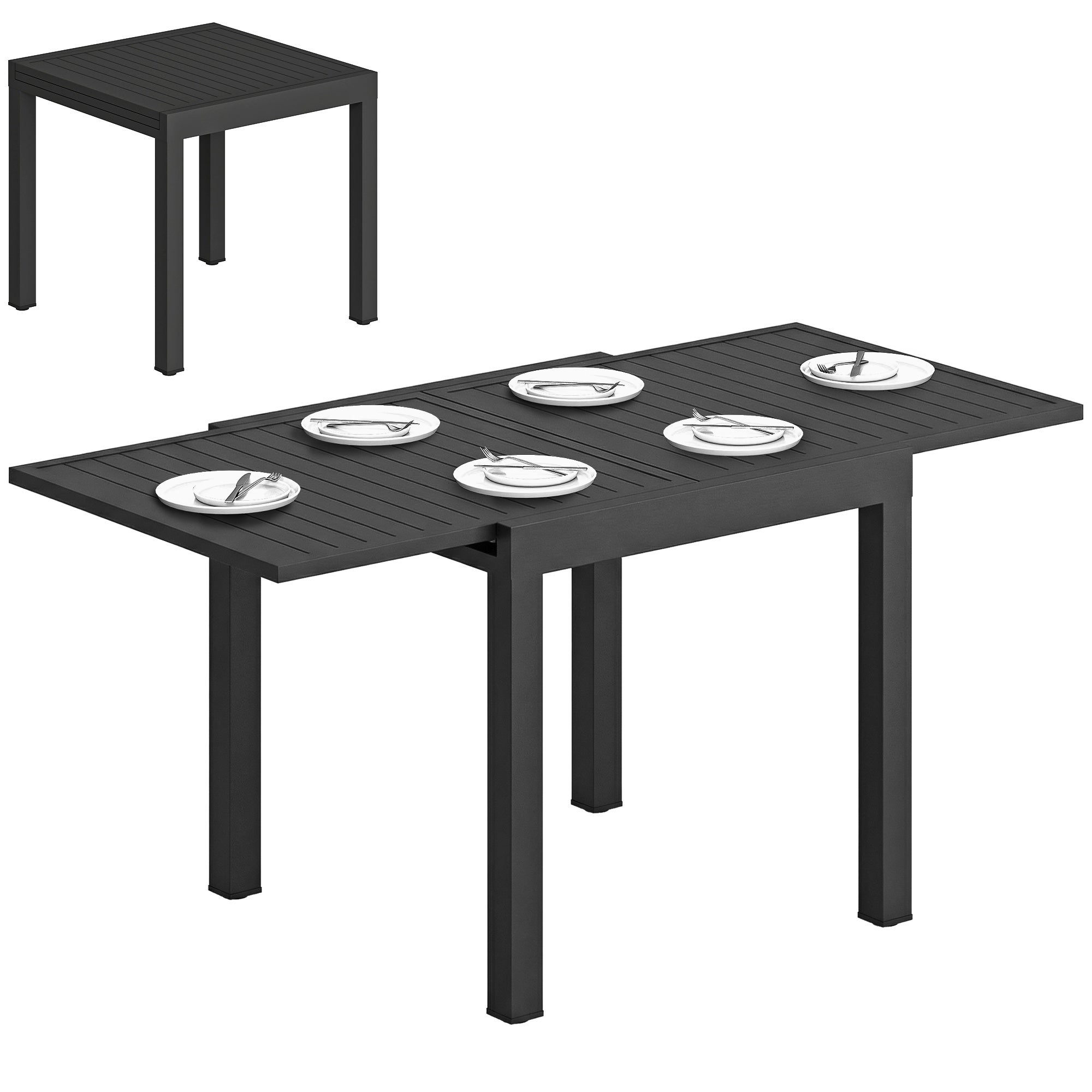 Mesa de jardín extensible con listones para 4 a 6 personas, fabricada ...
