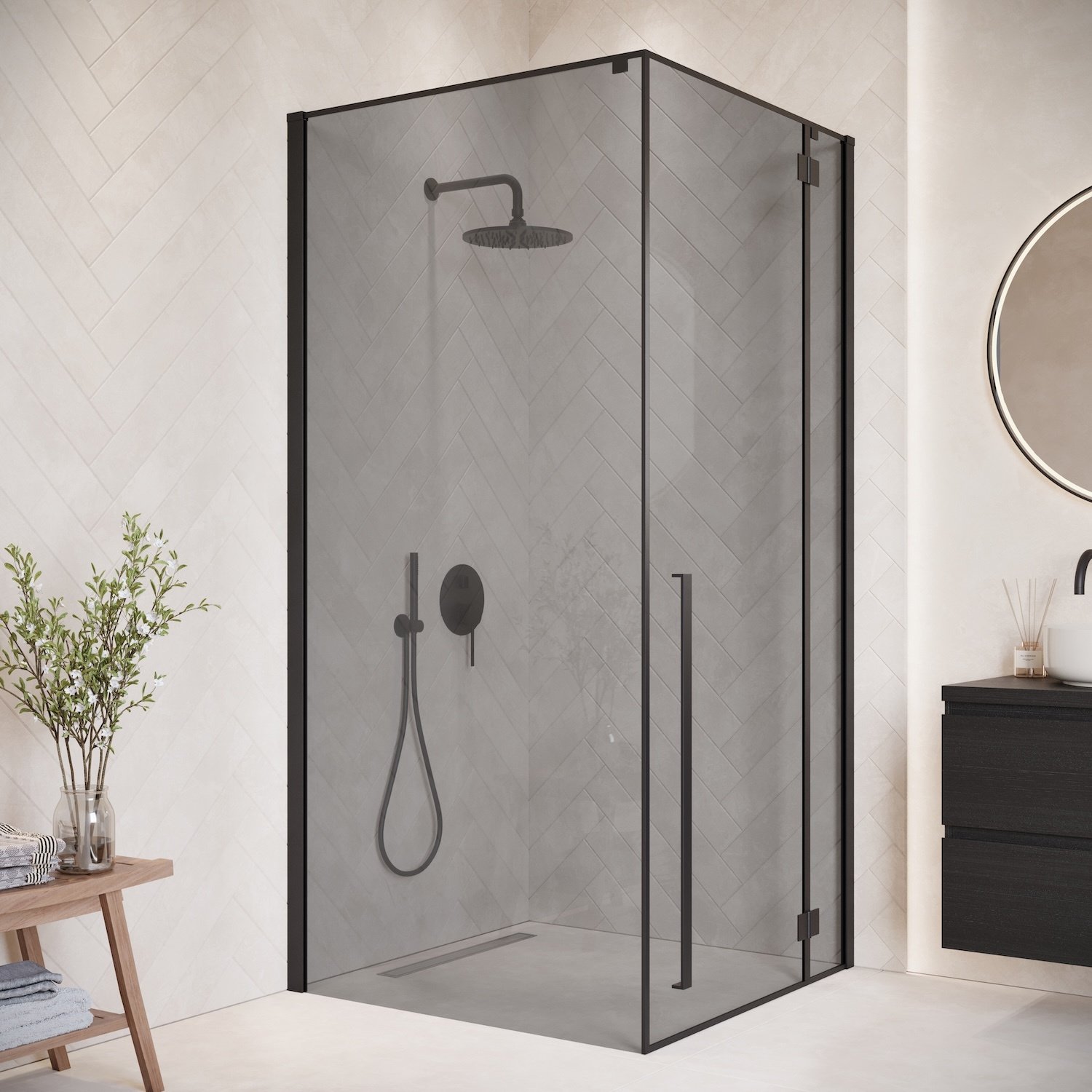 Badplaats Cabina de ducha Vancouver 90 x 90 x 190 cm - Negro - Cristal ...