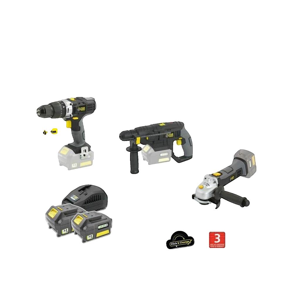 X-FIT PACK 'BIG WORK' 3 macchine 18V + 2 batterie 18V 3.0Ah: Trapano ...