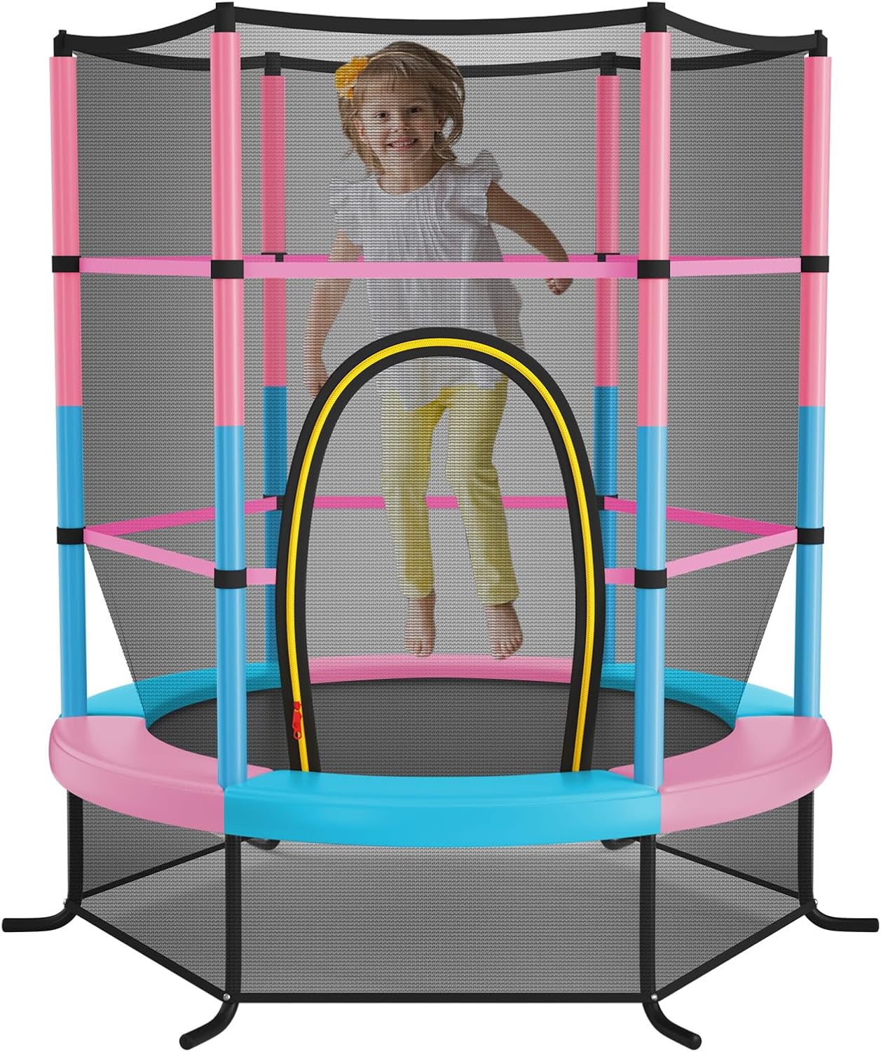 Trampoline Extérieur Enfant Ø165cm, Cadre en Acier, Trampoline pour ...