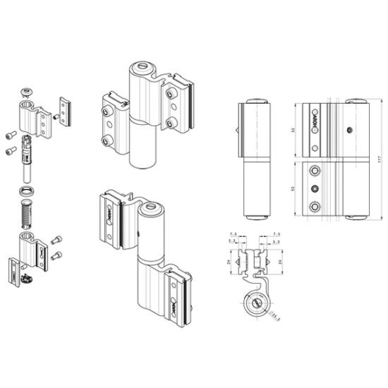 Paumelle à clamer alu 5500AI FAPIM pour porte lourde - Blanc 9010 ...