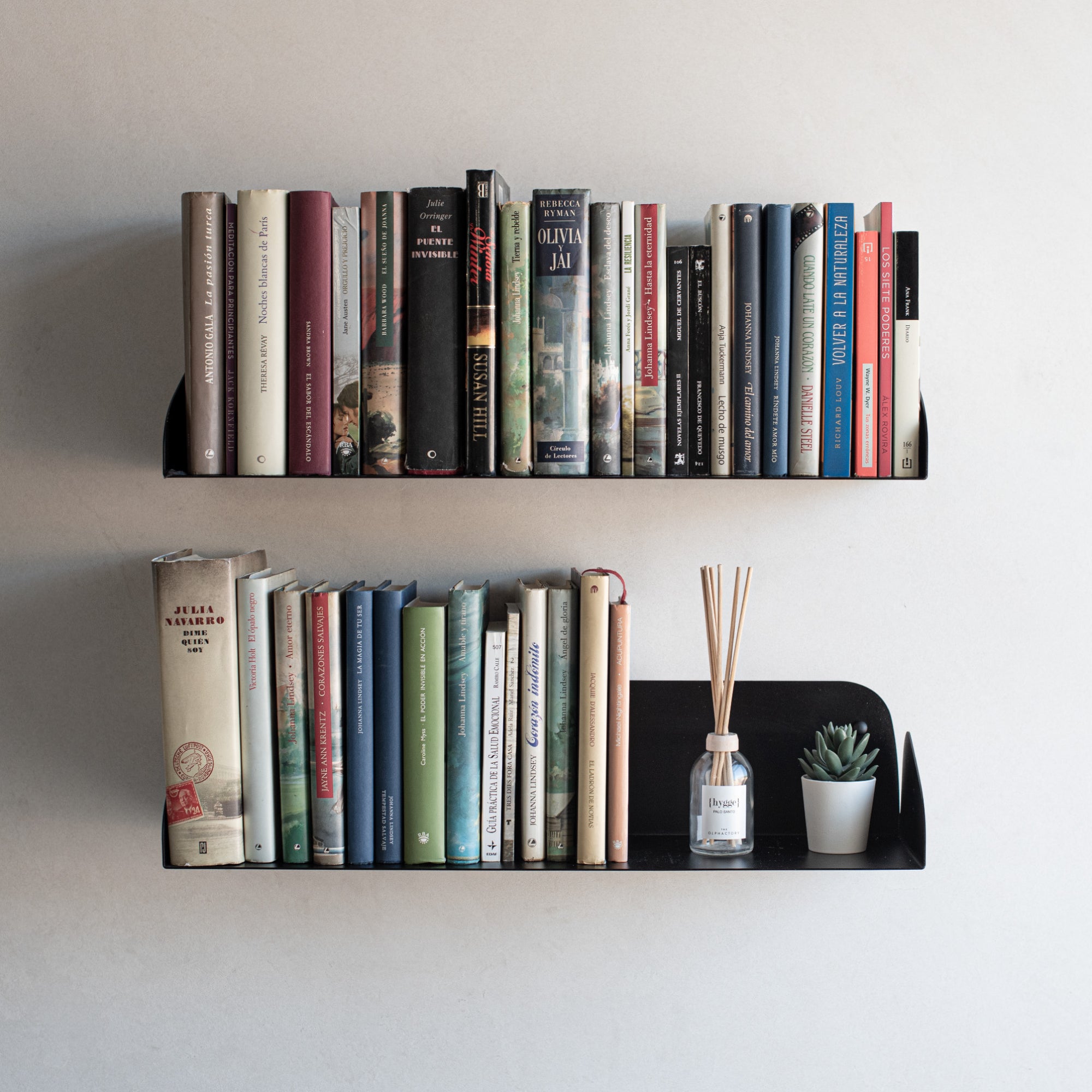 Lot de 2 étagères murale métal noir pour livres et objets decoratif - L ...