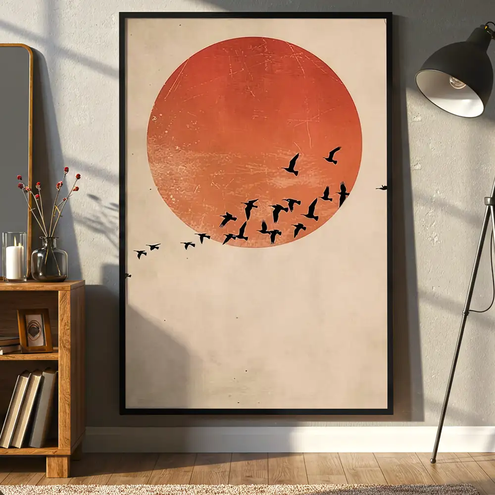 DekoArte – Tableau mural décoratif Japandi 50x70 cm | Cadre bois noir ...