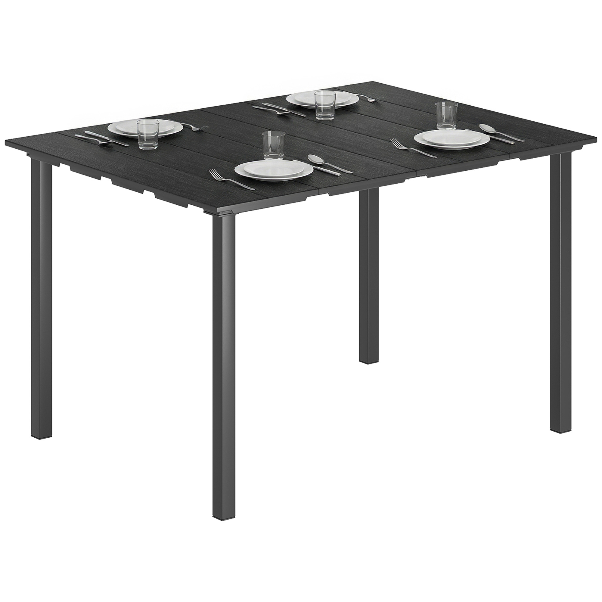 Table jardin 6 personnes 120x90x74cm, structure métallique et surface ...