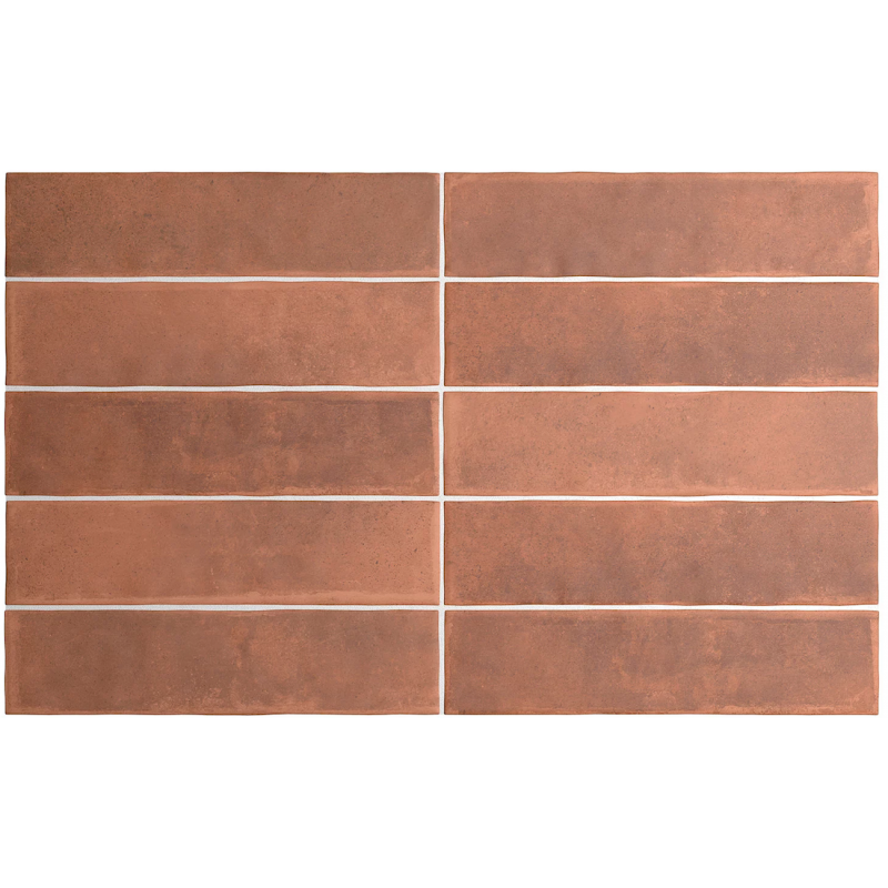 Carrelage sol / mur effet zellige bejmat terracotta terre cuite 6x24,6 ...
