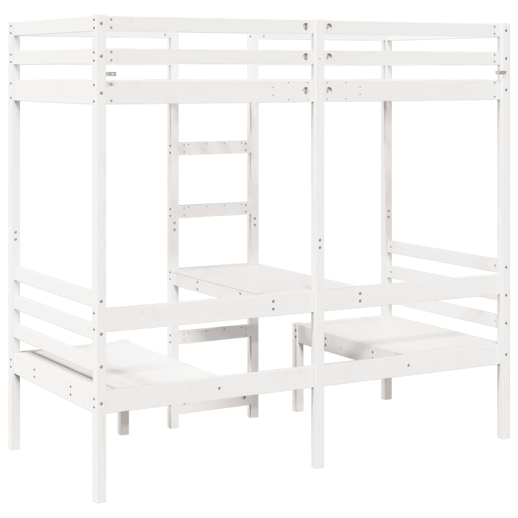 Lit simple | Lit adulte | Lit mezzanine avec bureau et chaises blanc ...