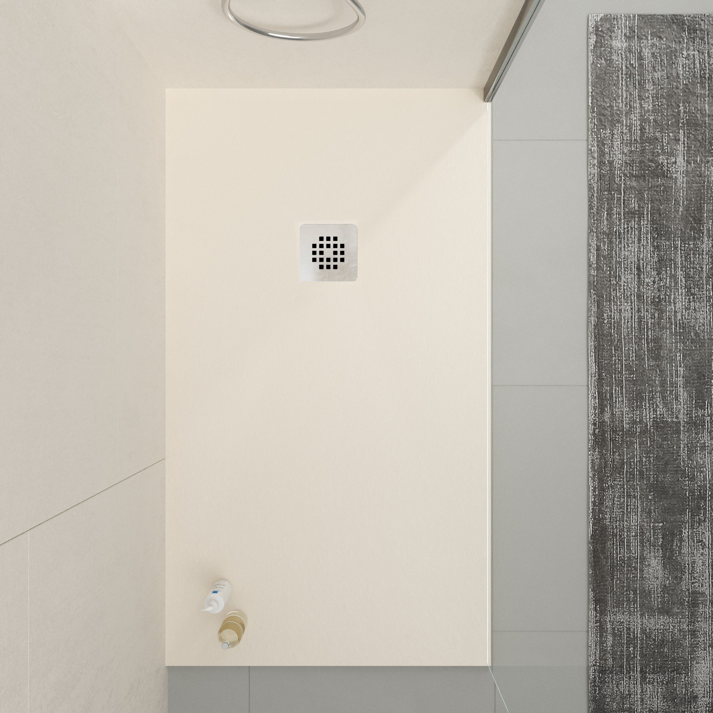 Plato ducha resina ONE Blanco Roto RAL 9001 textura pizarra ...