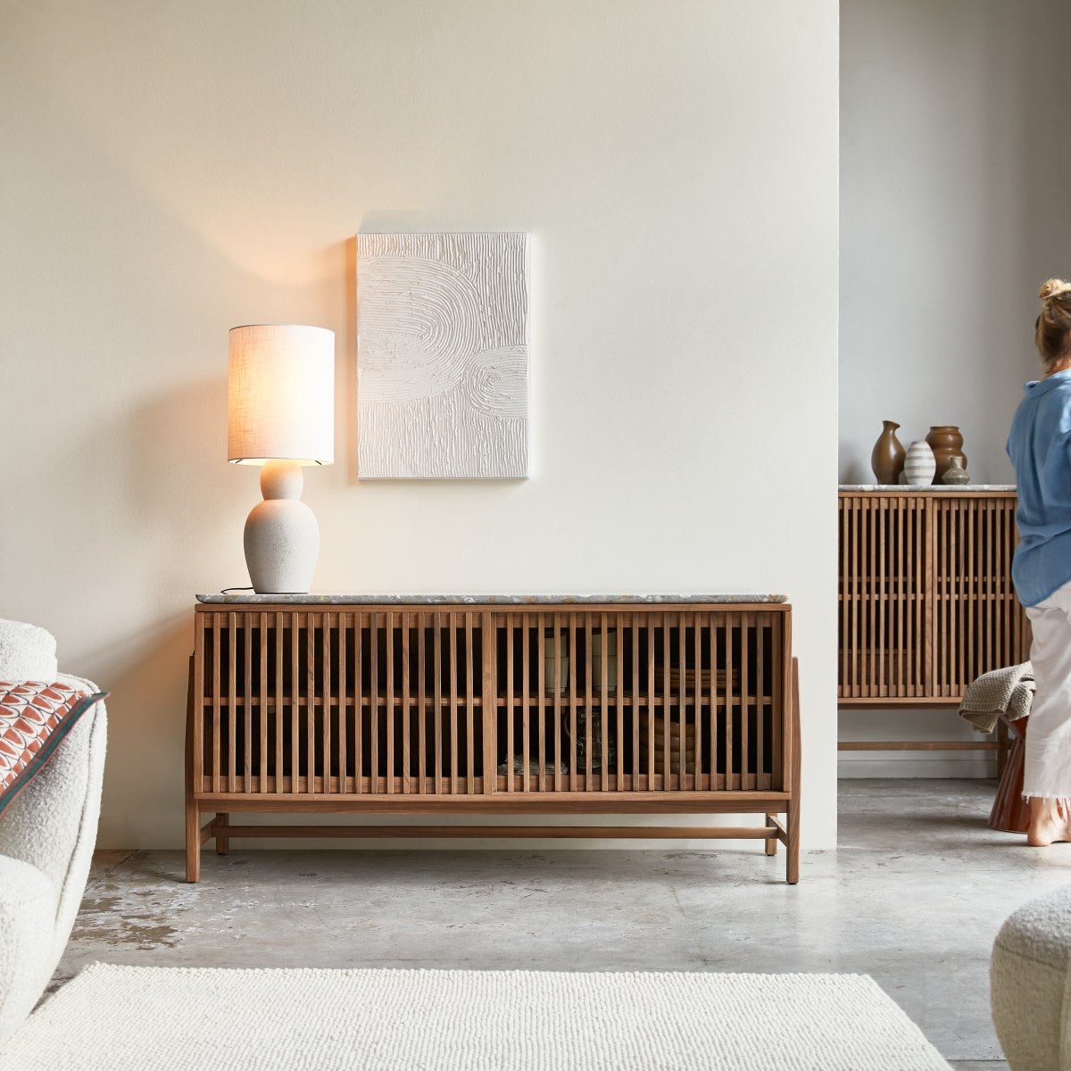 Tikamoon Buffet Isaure en bois de noyer massif et terrazzo premium 160 ...