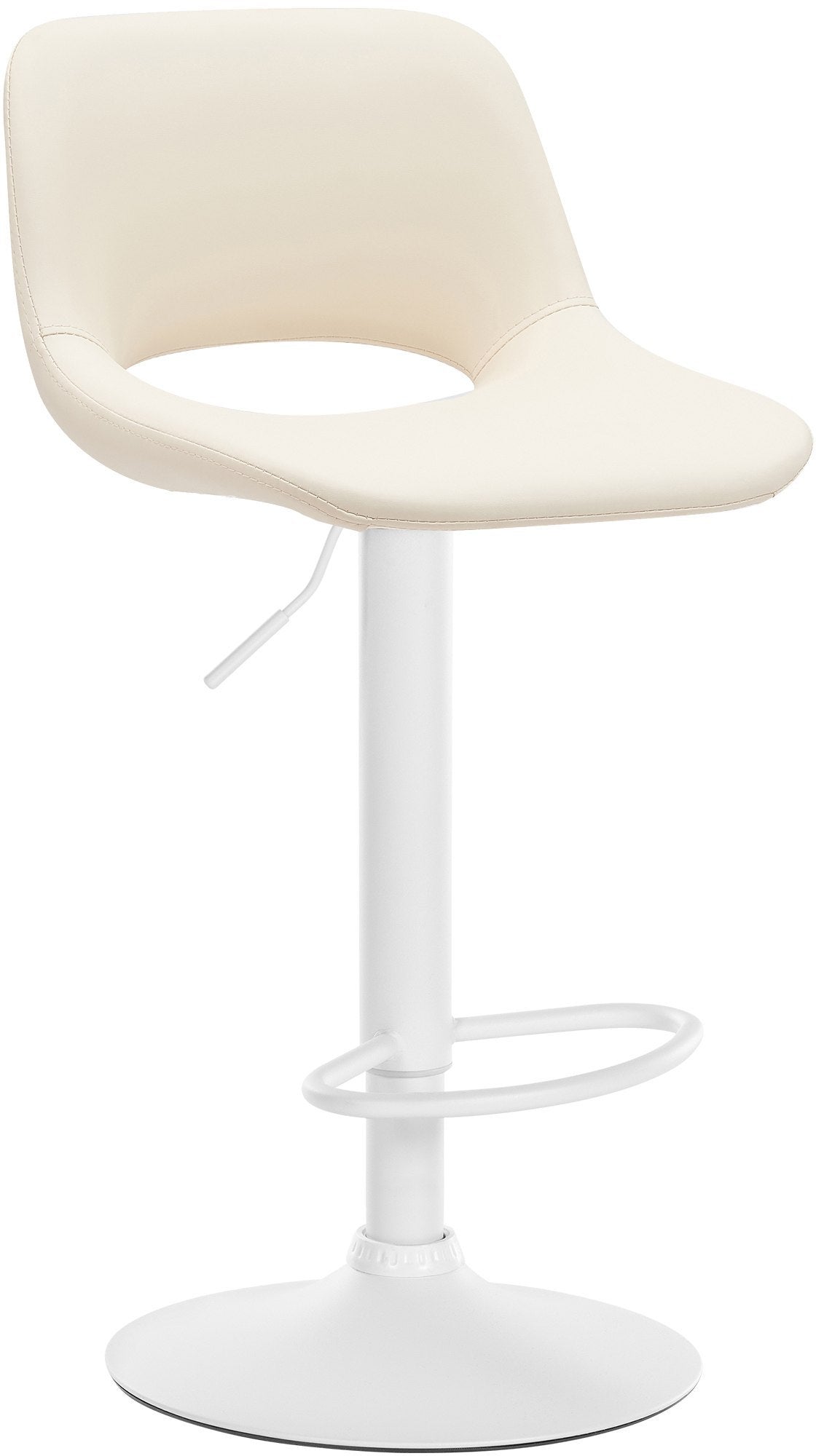 Tabouret de bar chaise haute x1 avec repose-pieds en PVC crème ...