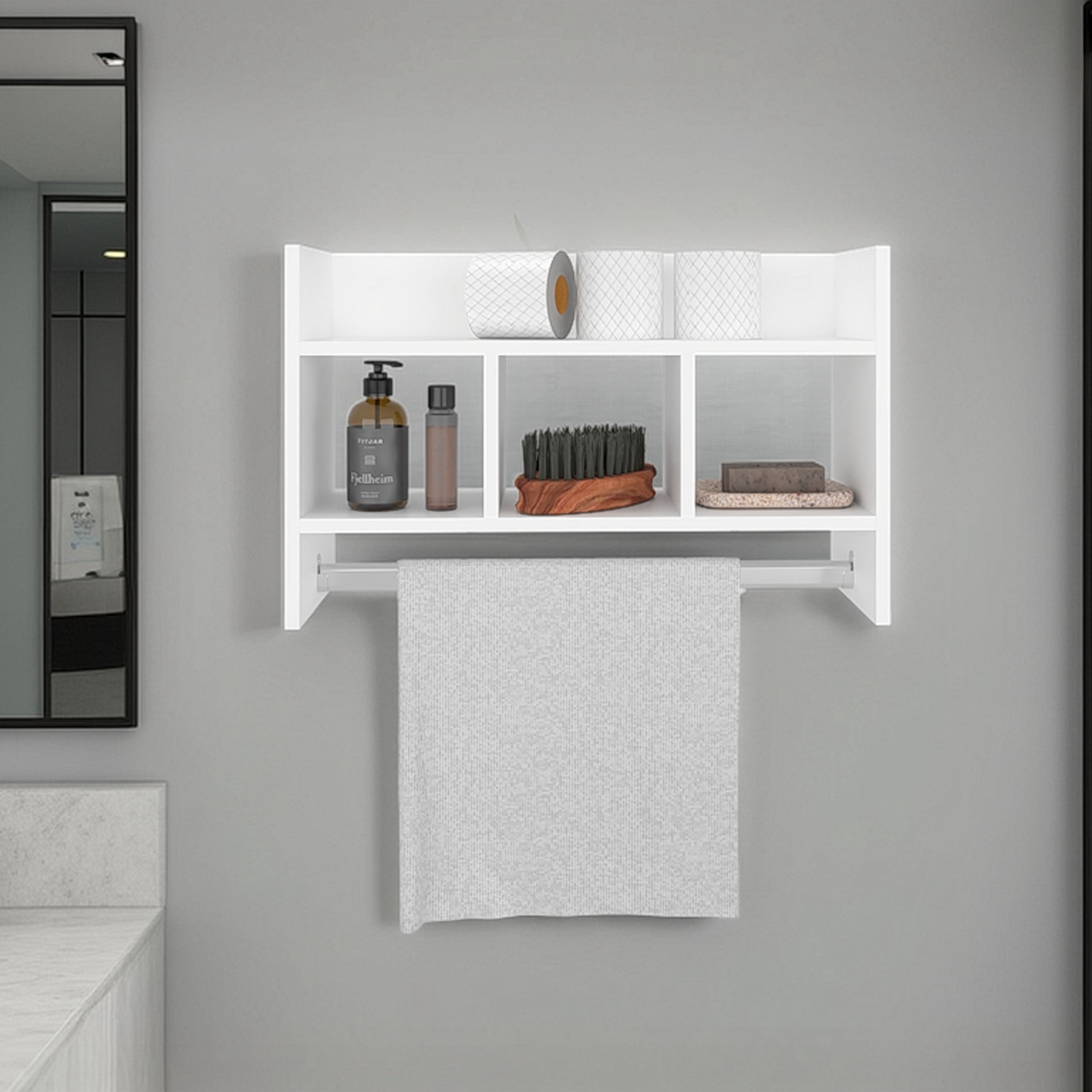 Franklin estantería de baño con barra para toalla y estantes | Leroy Merlin