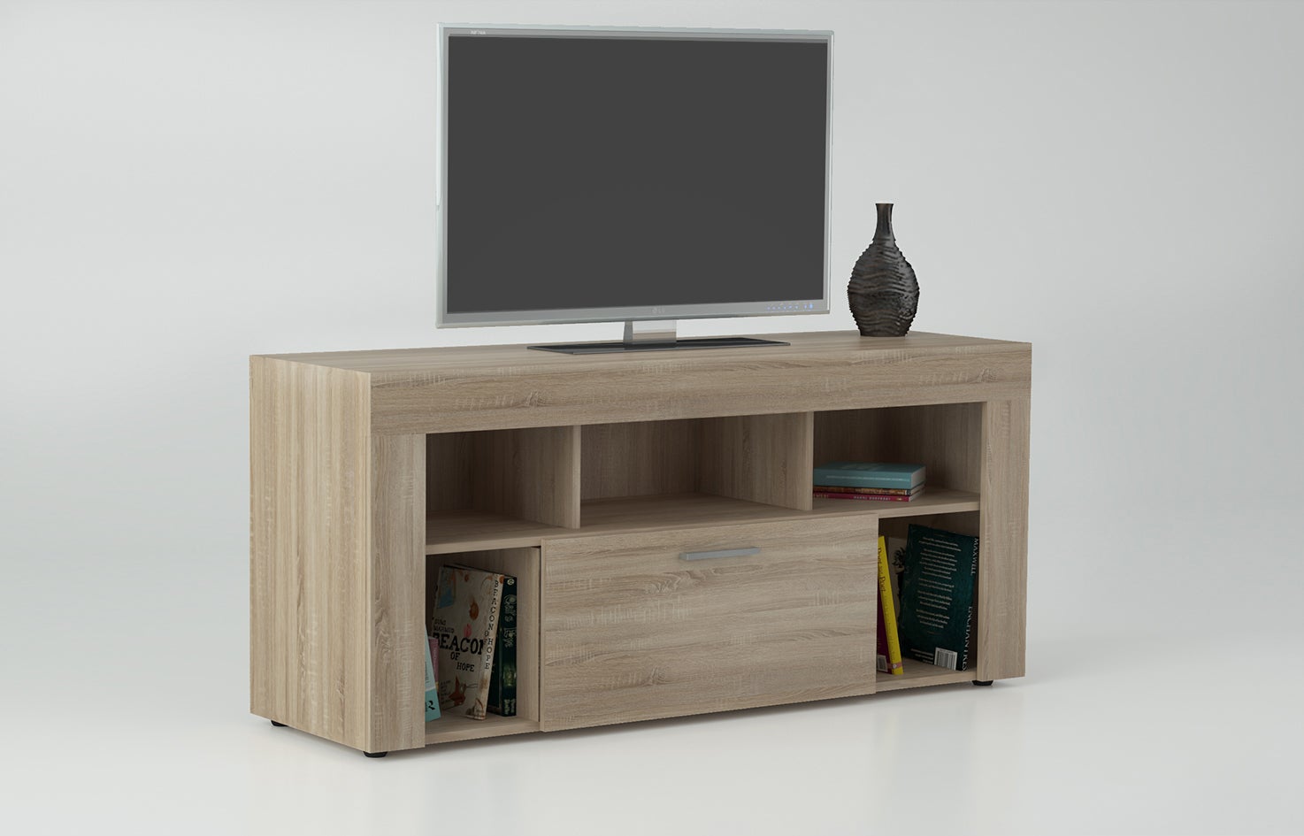 KIT MUEBLE TV VISION 130X41,6X60 MADERA NATURAL | Leroy Merlin