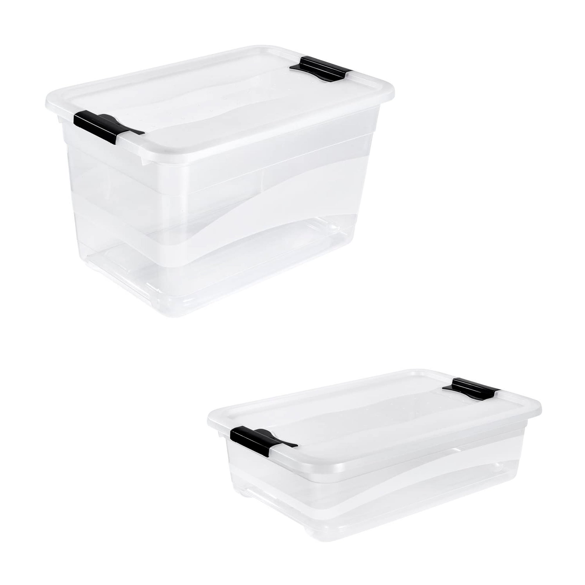 Lot de 2 bacs de conservation 28/52L avec couvercle en plastique ...