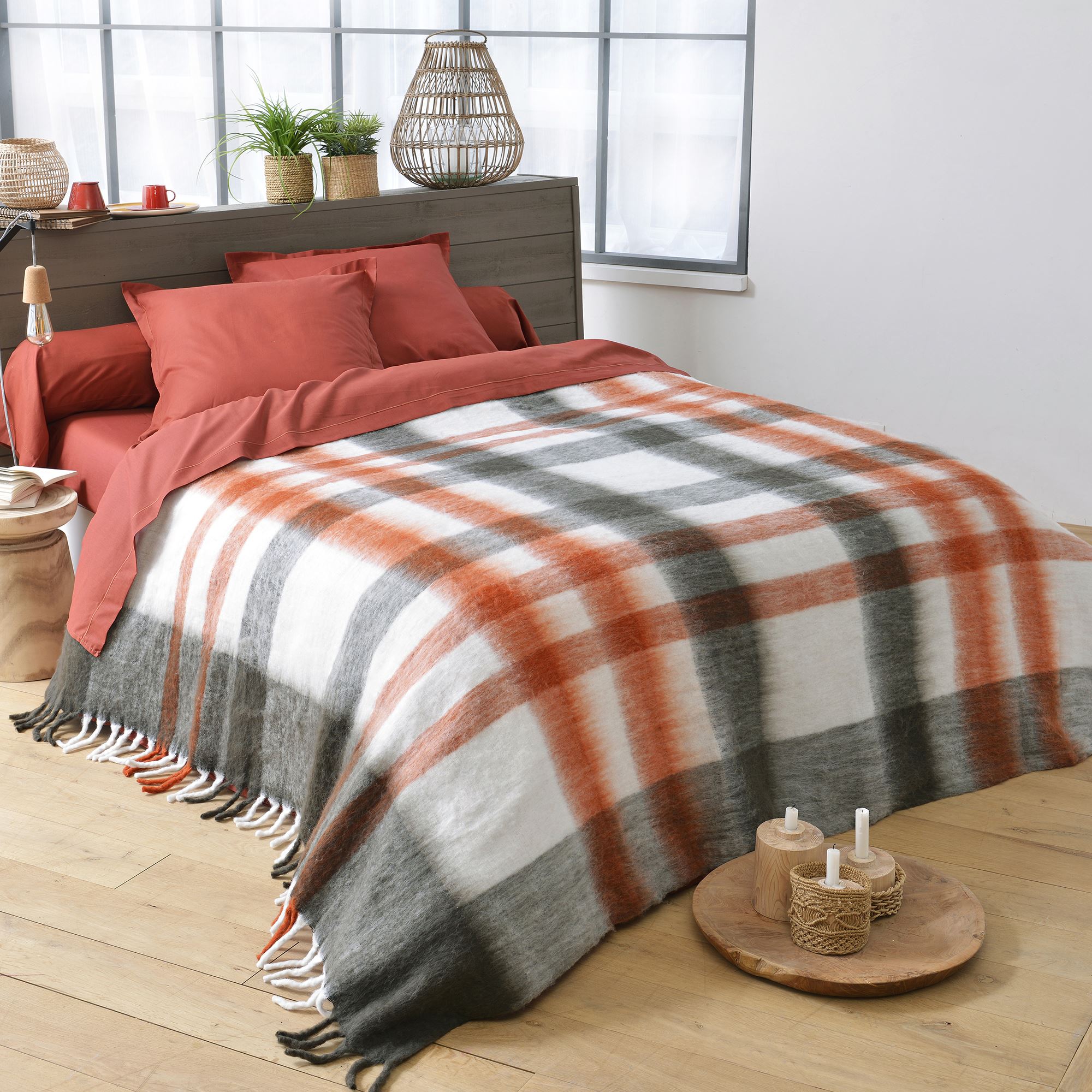 Plaid SOFTEEN 125x150 orange terracotta en polyester | Leroy Merlin