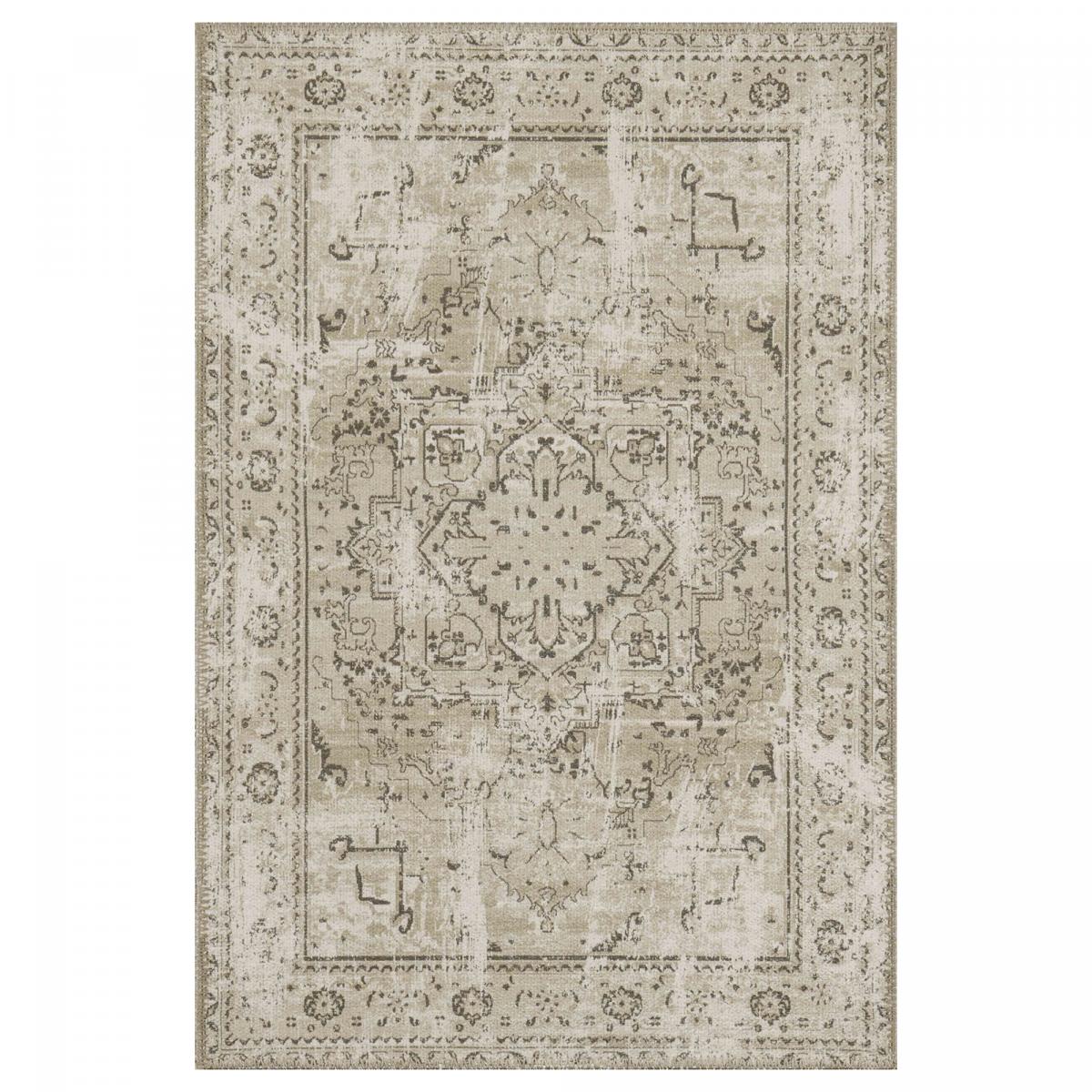 Tapis orient 80x150 rectangle kaki tissé motif classique MEDAILLON ...