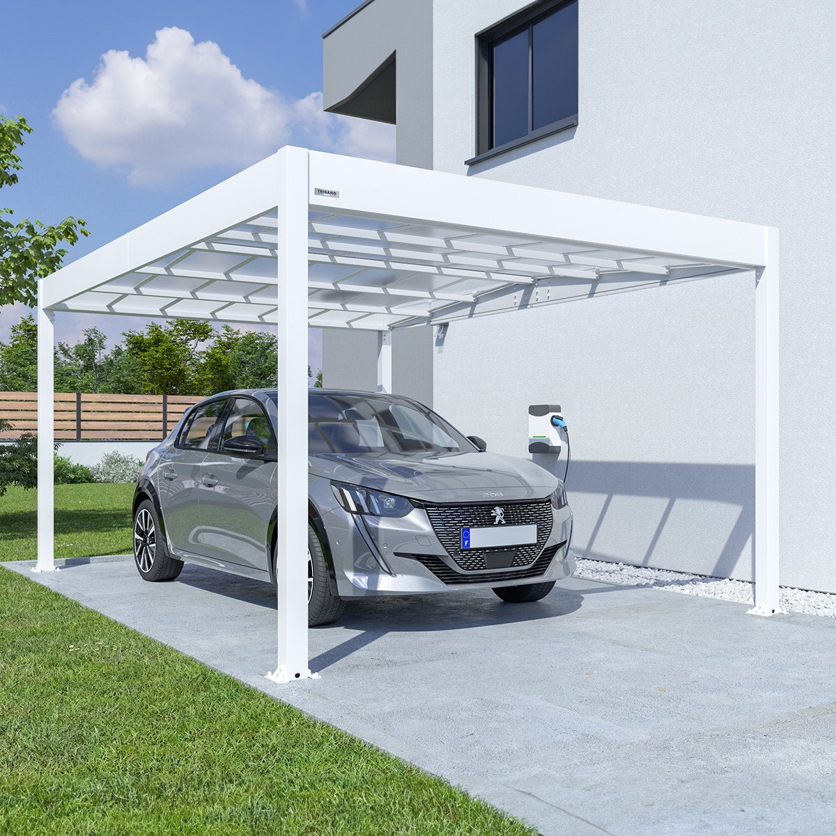 Carport design aluminium blanc Libeccio 16 m² | Leroy Merlin