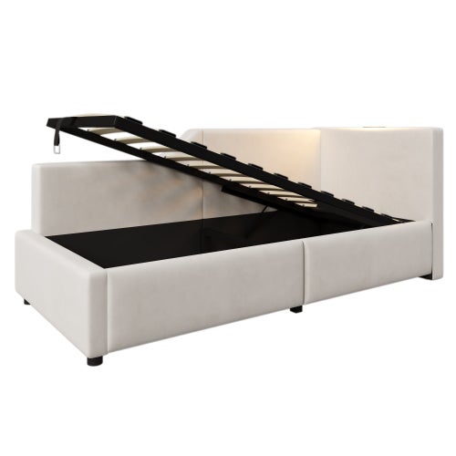 Cama daybed 90x200 cm, sofá cama con almacenamiento hidráulico, luz de lectura | Leroy Merlin