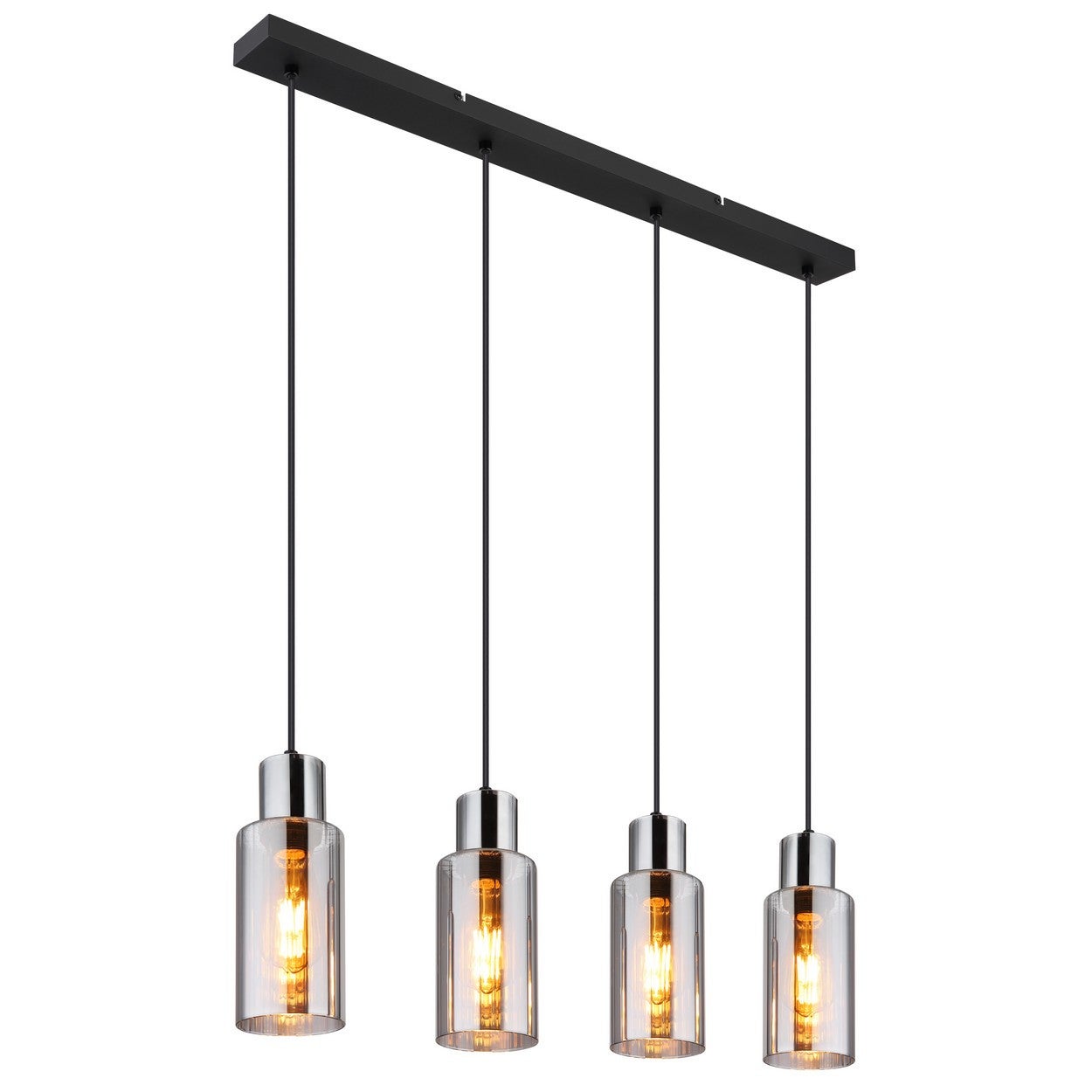 Globo Lidaria Suspension de bar, abat-jour en verre fumé noir mat, 4 ...