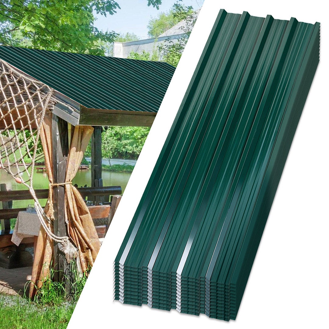 Lot de 24 tôles trapézoïdales 129x46 cm, acier galvanisé 0,25 mm, vert ...