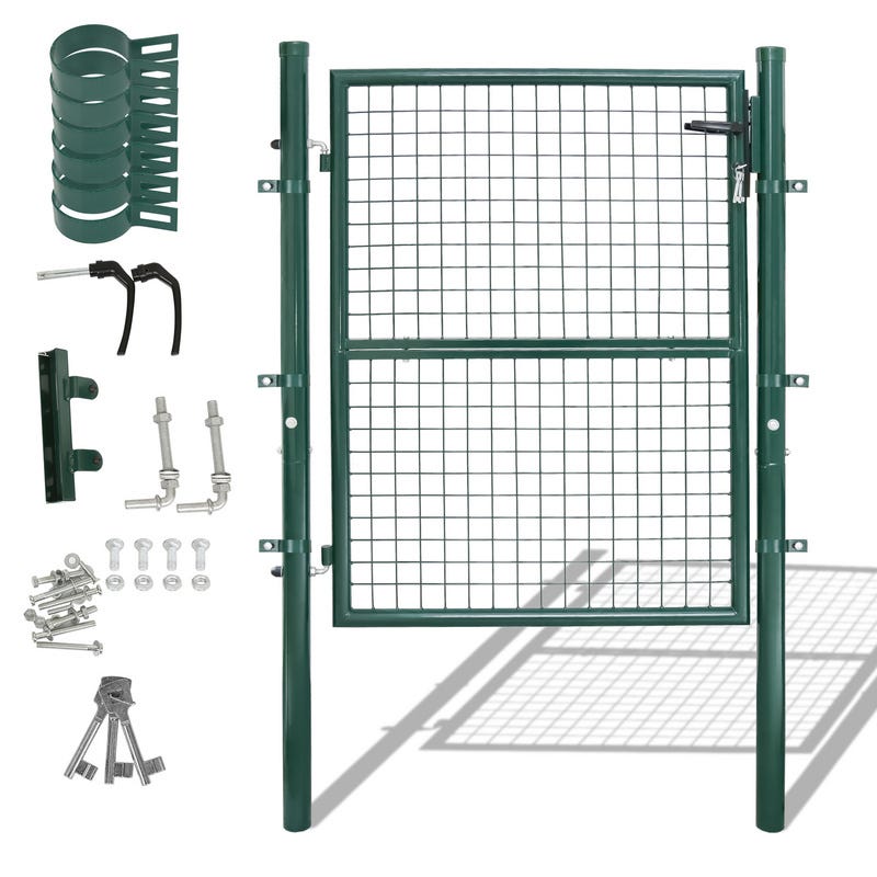 Puerta De Malla Para Jardín Acero Galvanizado Valla Con Cerradura