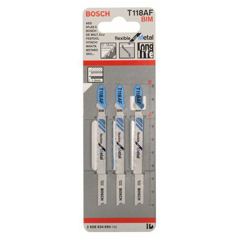Set de 3 lames de scie sauteuse 92 mm BIM T118AF Flexible for Metal ...