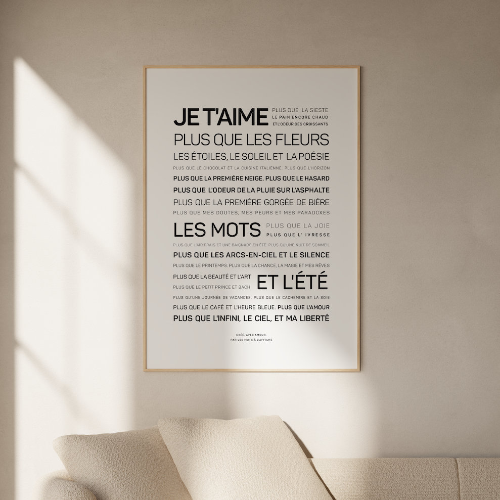 Affiche imprimée A2 "Je t'aime plus que les fleurs" (Poster) 42 x 59.4 cm | Leroy Merlin