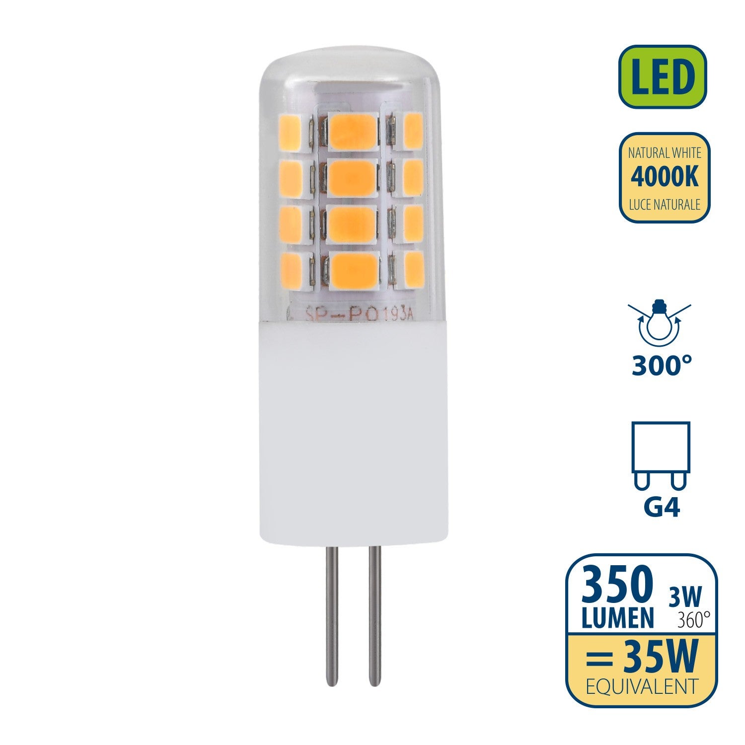 Bombilla LED SMD, cápsula, 3W/350lm, casquillo G4, 4000K | Leroy Merlin