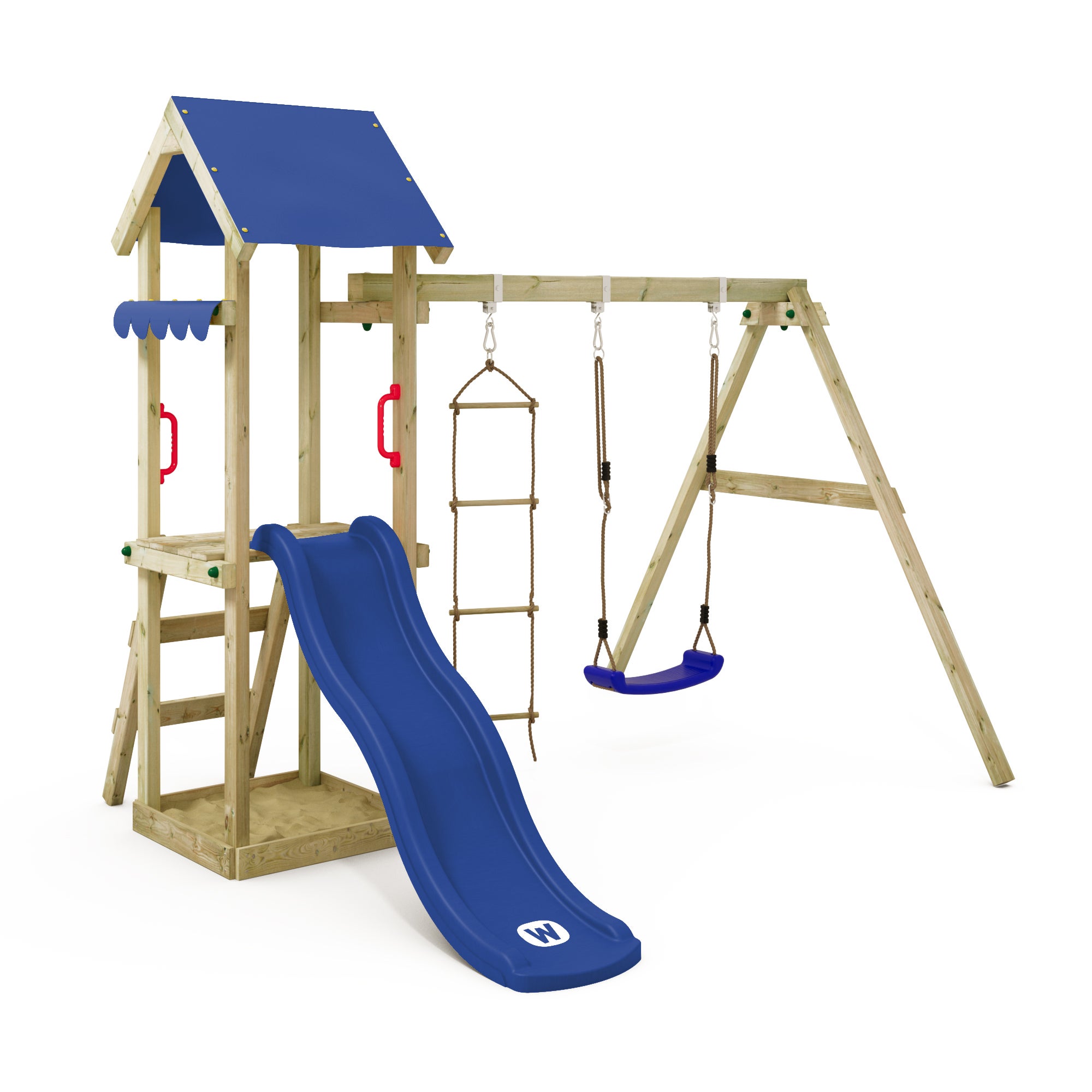 Wickey Aire de jeux Portique bois TinyCabin avec balançoire et toboggan ...