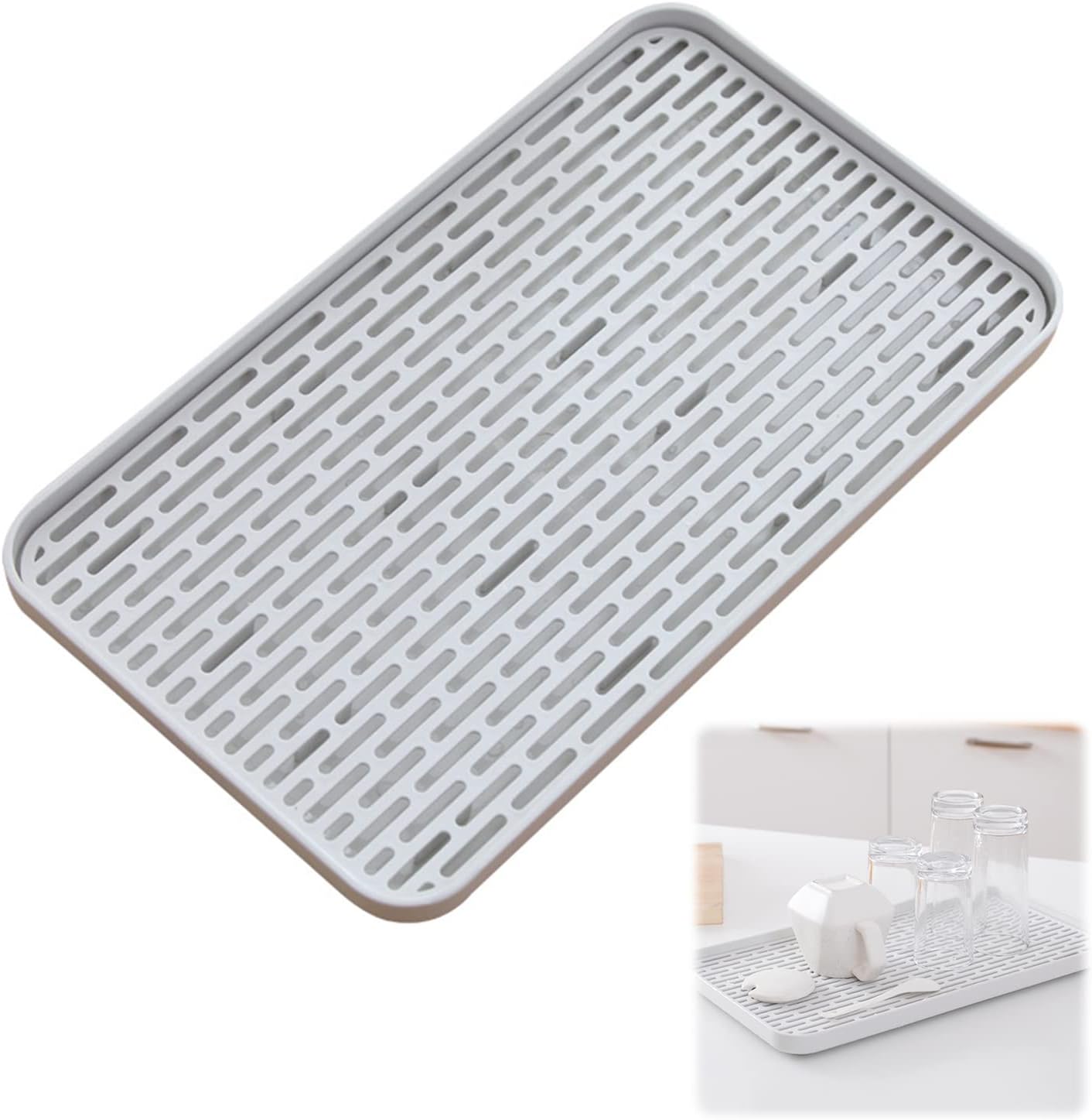 Suszarka do naczyń, stojak na tace, dwuwarstwowa pogrubiona plastikowa ...