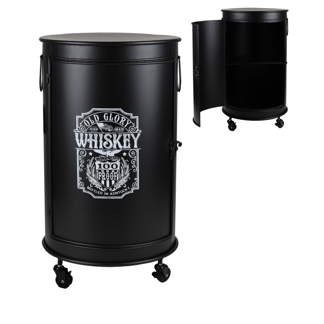 Petit bar bidon avec porte et roulettes style industriel collection OLD ...